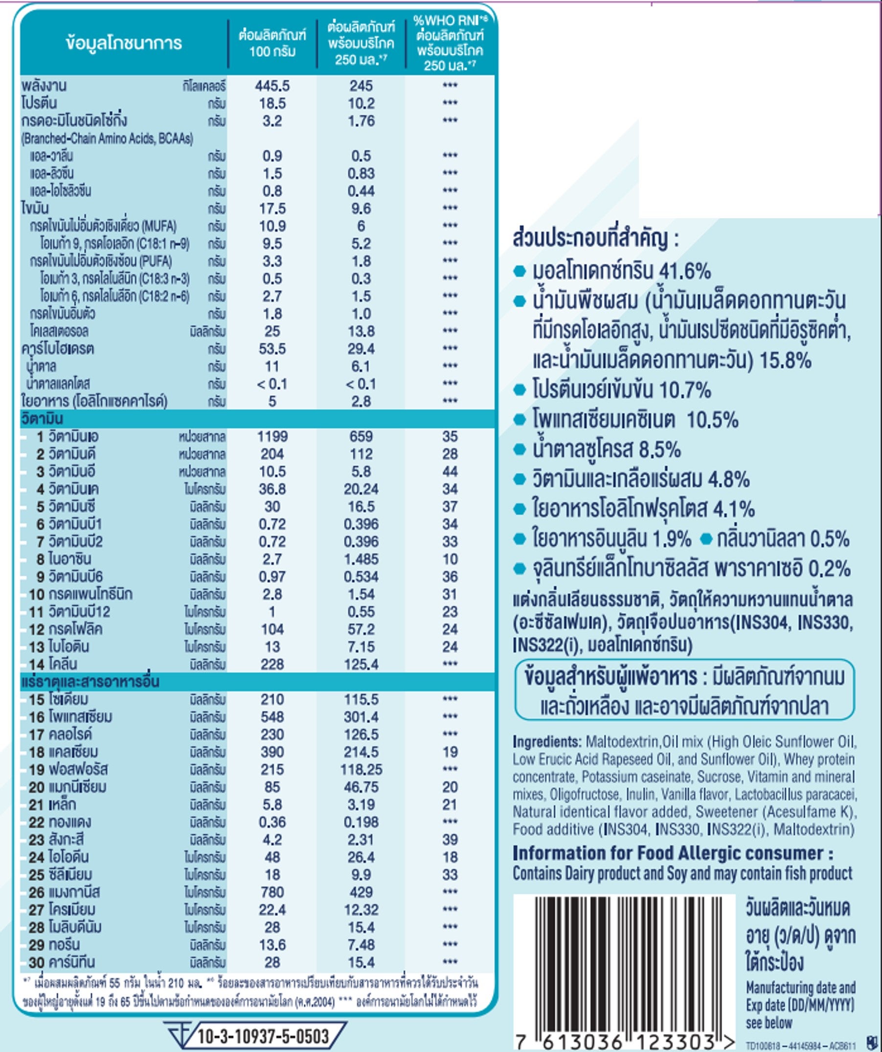 Boost Optimum มีเวย์โปรตีนและโพรไบโอติก